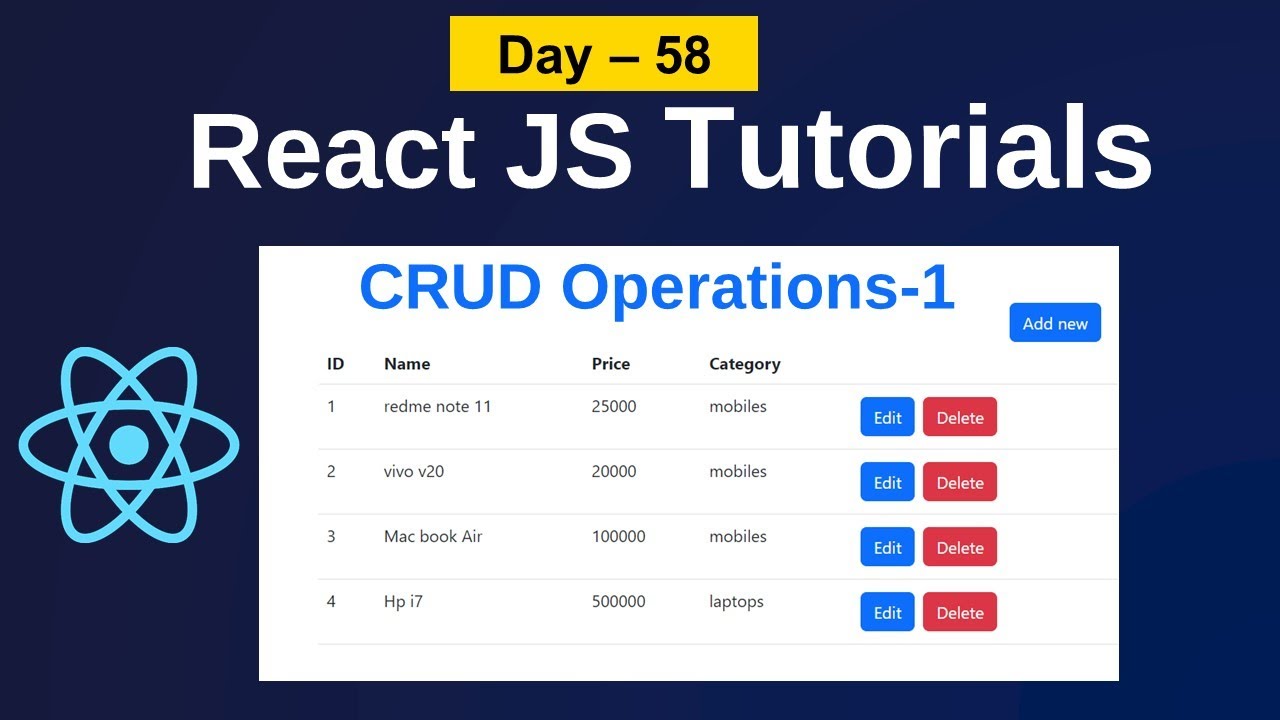Crud operations in react js-1 |CRUD | react js CRUD operations |react js tutorials in telugu#reactjs