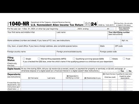 IRS Form 1040-NR walkthrough (U.S. Nonresident Alien Income Tax Return-Taxpayer Information)