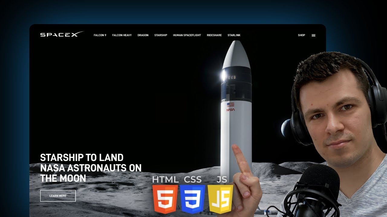 Spacex clone with HTML, CSS and JS (tutorial for beginners)