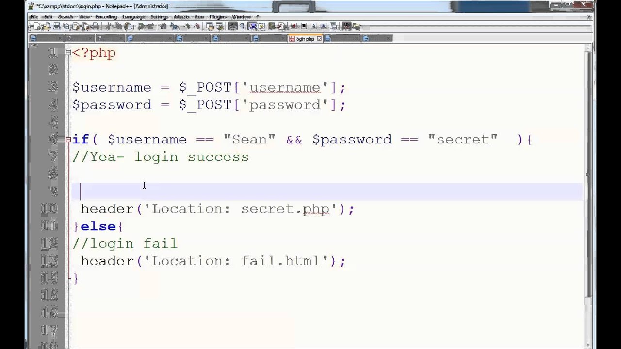 PHP Login Step 5. Creating Sessions