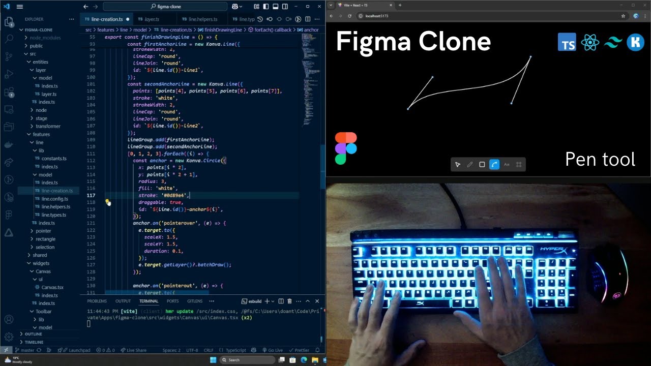 ASMR Programming - Figma clone - [Pen tool] - No talking