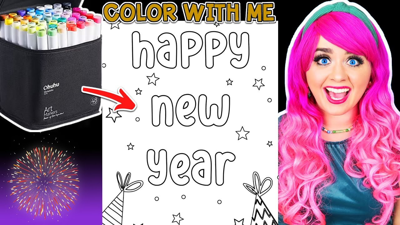 Happy New Year Coloring Tutorial + Ohuhu Art Markers | COLOR ALONG WITH KIMMI