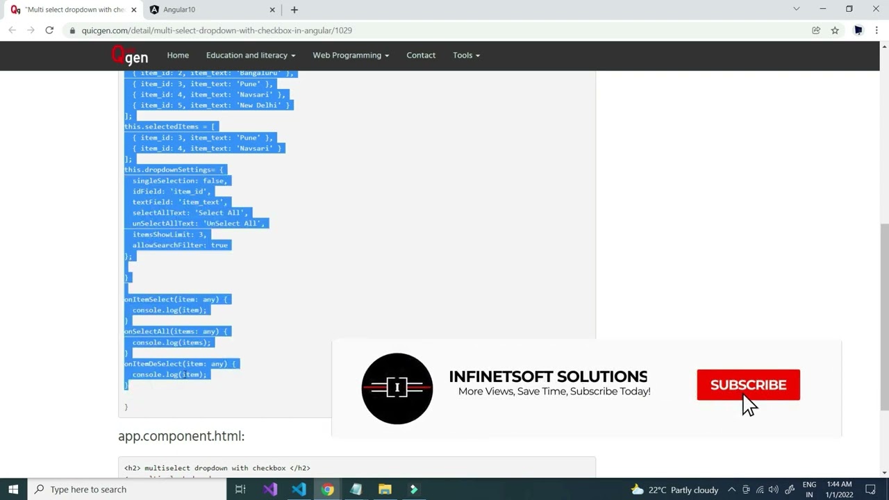 Multiselect dropdown with checkbox in Angular
