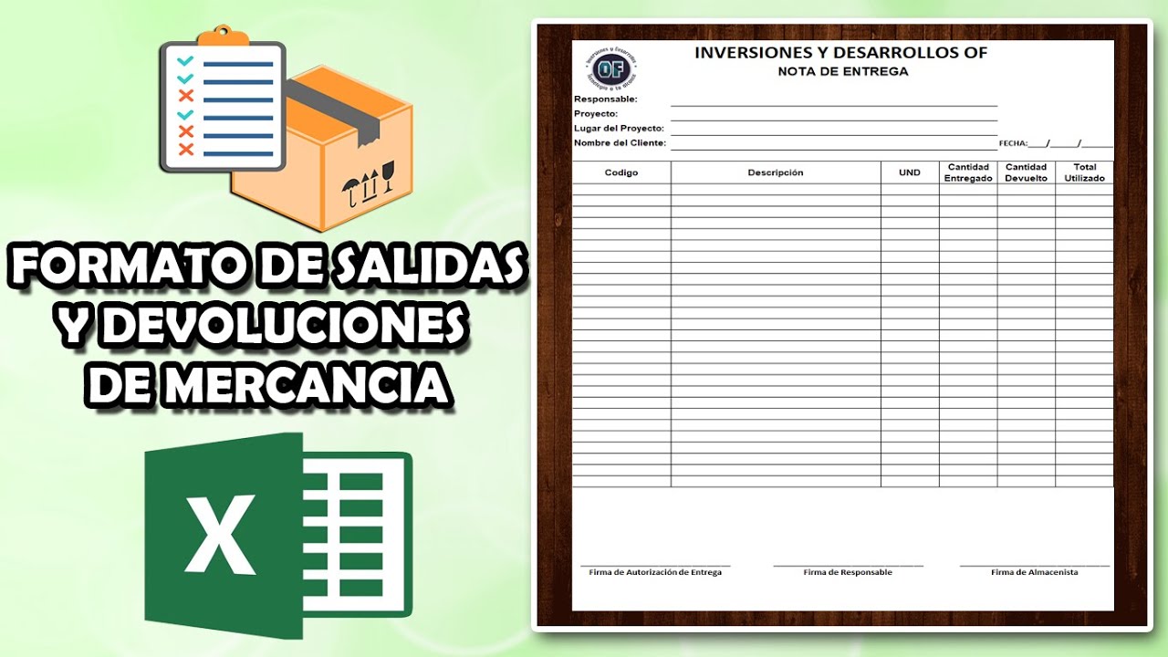 FORMATO PARA SALIDAS Y DEVOLUCIONES DE ALMACÉN