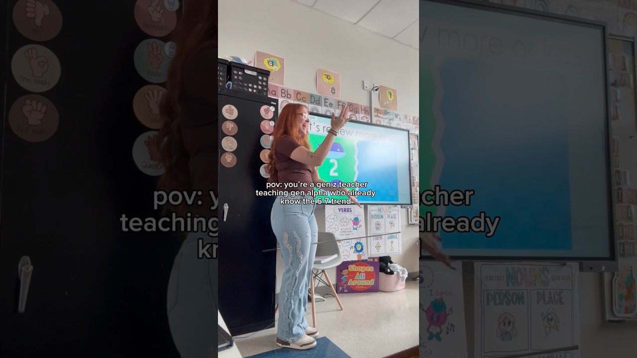 when your kindergarteners teach you the 6-7 trend 🤏🏼🤪 #kindergarten #teacherlife #teacher #67