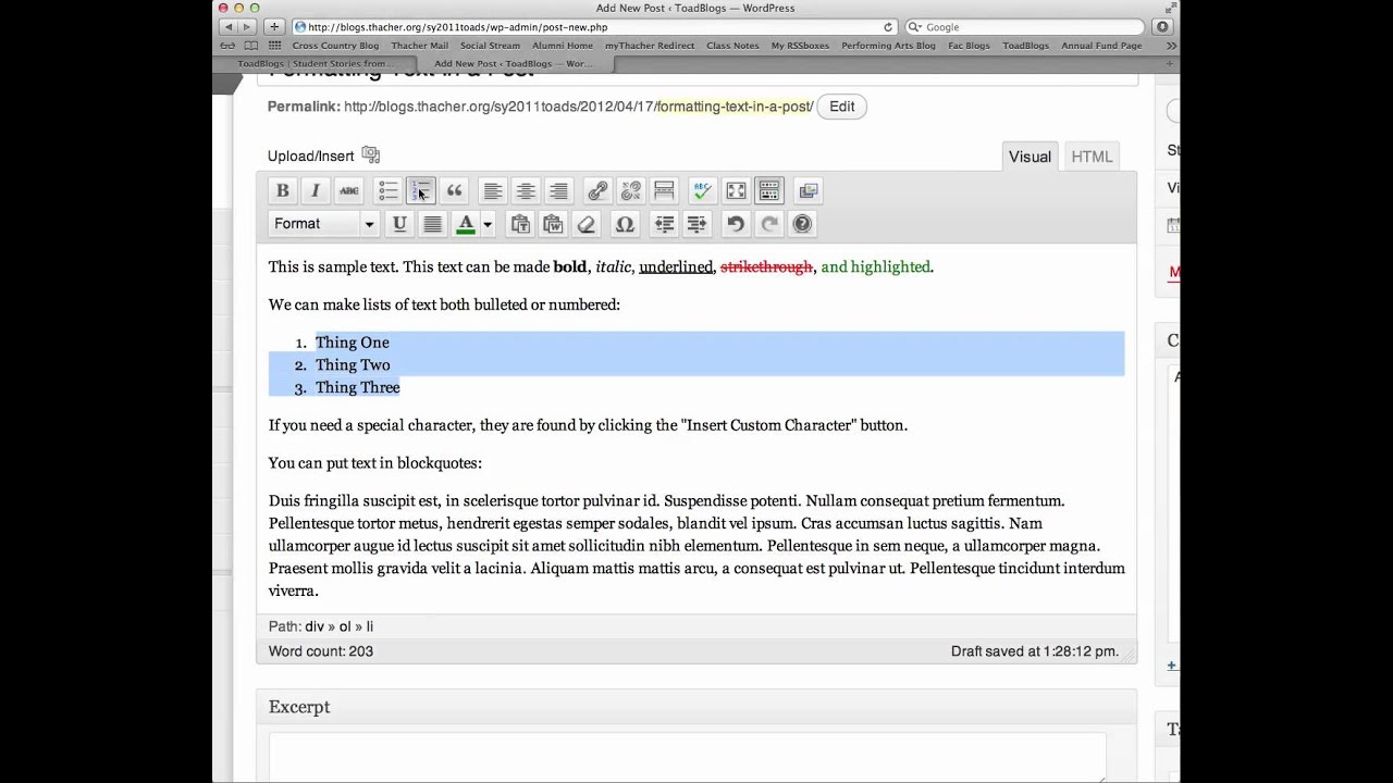 Basic Text Formatting in Wordpress.mov
