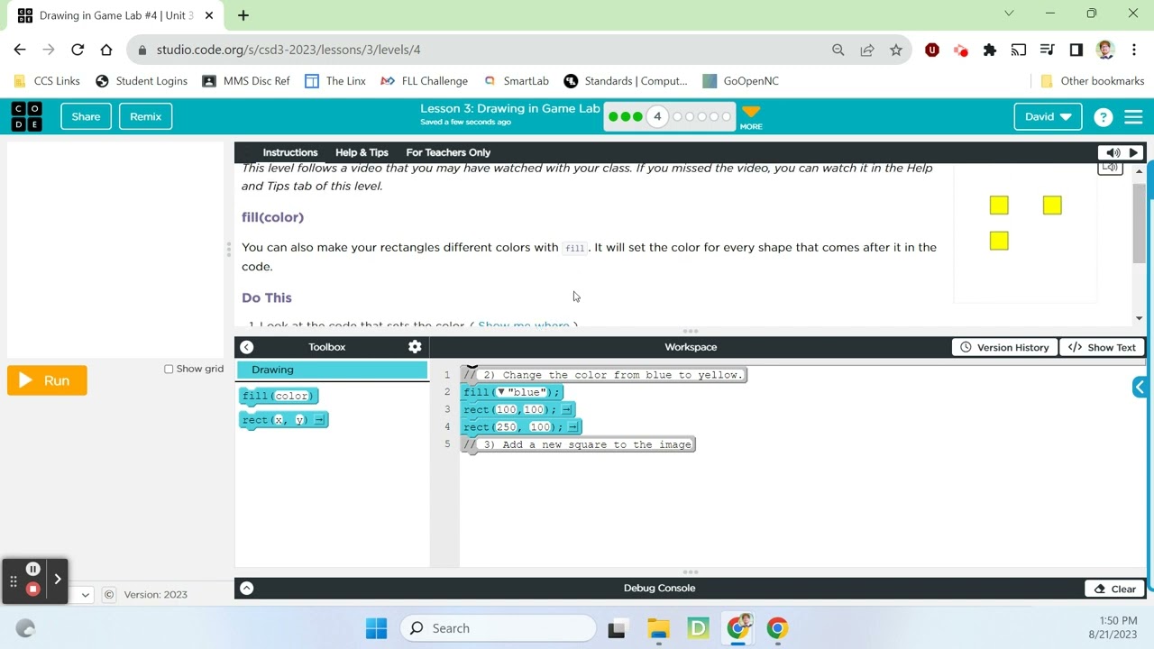 CS Discoveries Unit 3: Lesson 3 - Drawing in Game Lab (25 - 26)