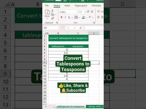 Convert Tablespoons to Teaspoons units in MS Excel. @KTAnalytics