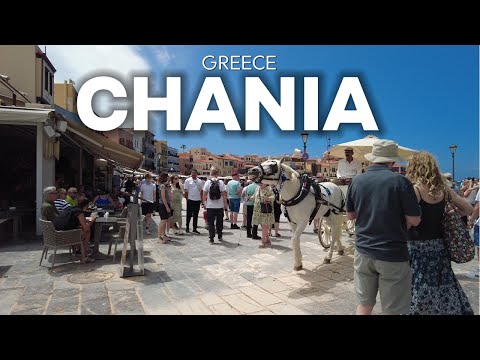 Amazing Chania!! Greece!! Old Venetian Harbour. Walking Tour. 4K/60FPS.