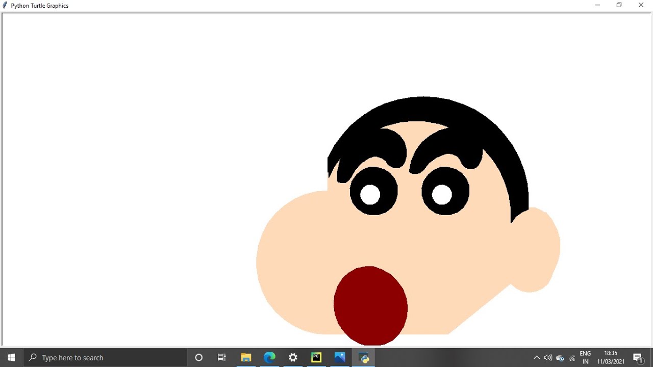 Draw Shinchan's face using python turtle | simple code | helpucode