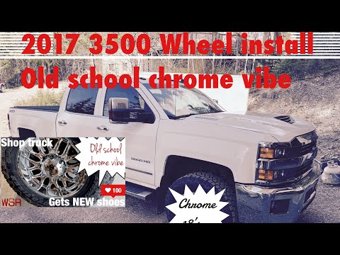 2017 Chevrolet 3500 HD Ultra Motorsports Hunter 203C chrome 18s on 33s Toyo Open Country 275/70