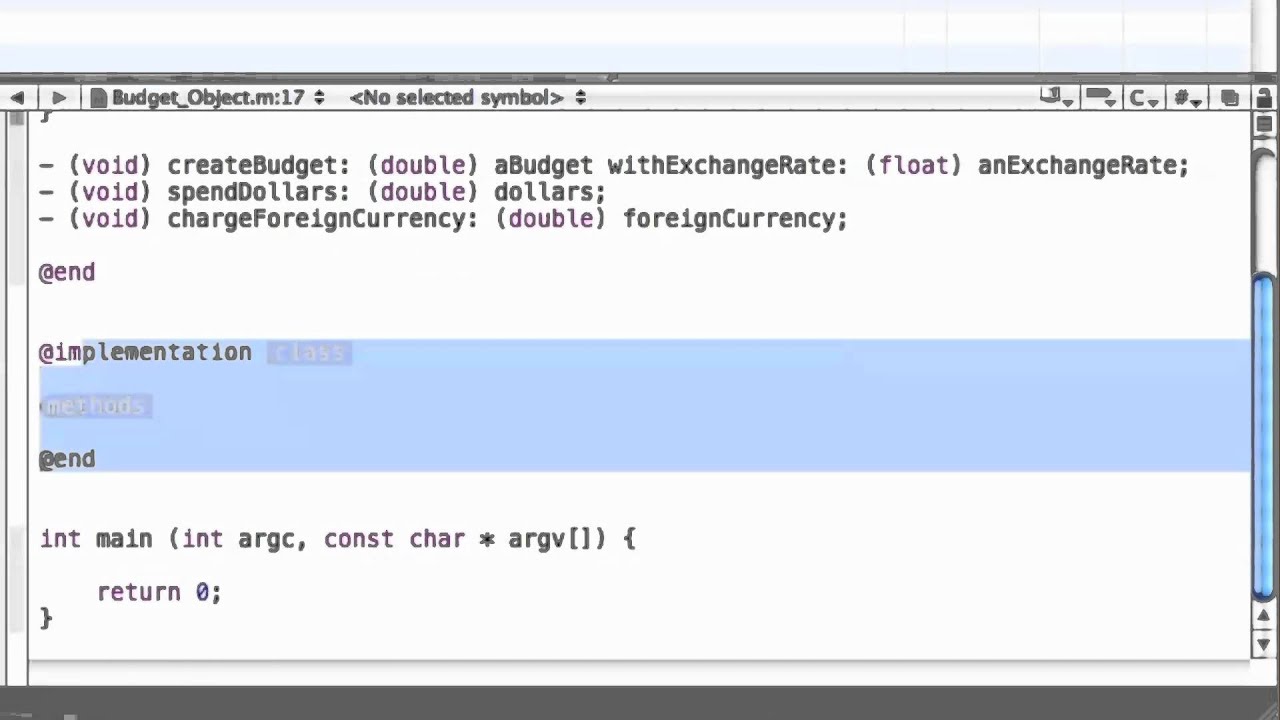 Objective-C Tutorial - Lesson 17: Creating The Implementation (Methods)