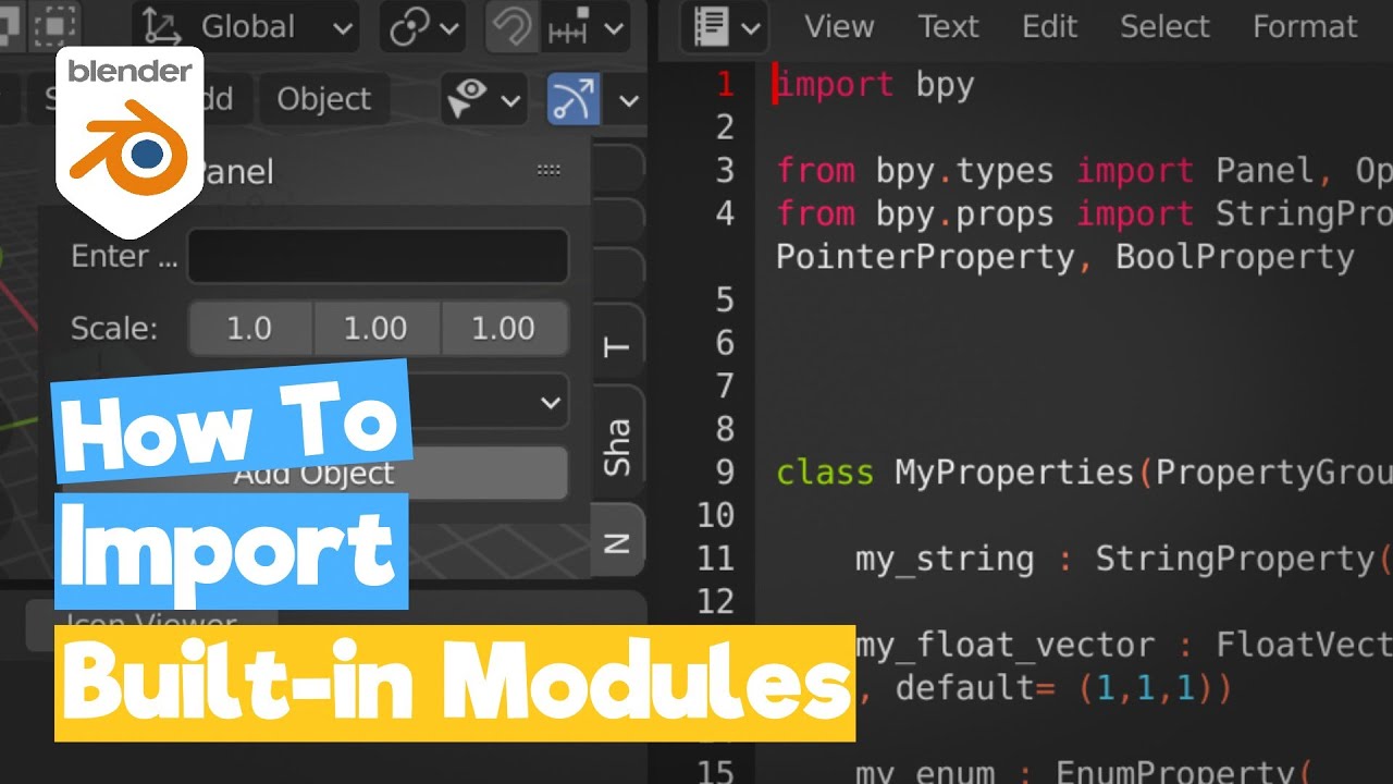 Blender Python Tutorial : Importing Modules [learn python for beginners]