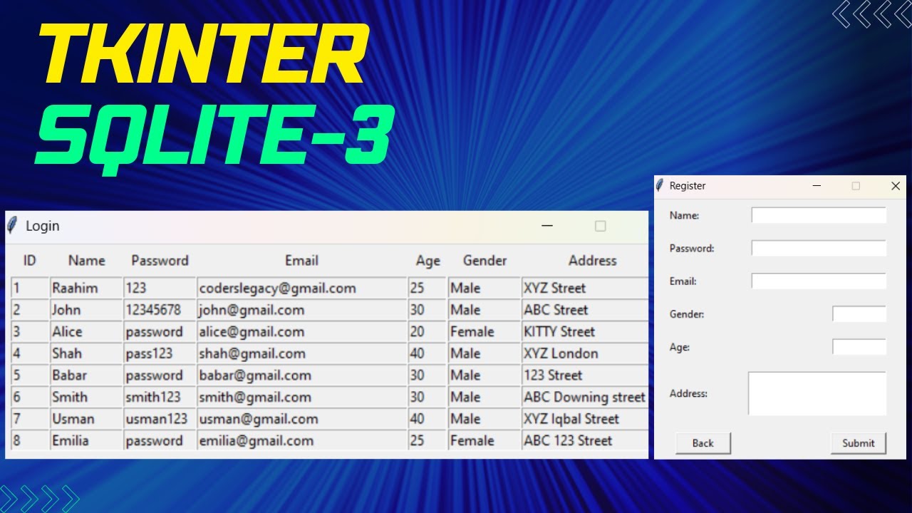 Python SQLite3 with Tkinter GUI