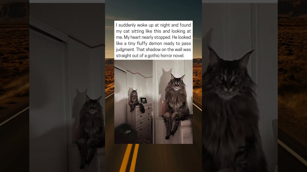Cat Sits Like a Human and Scares Owner in the Middle of the Night