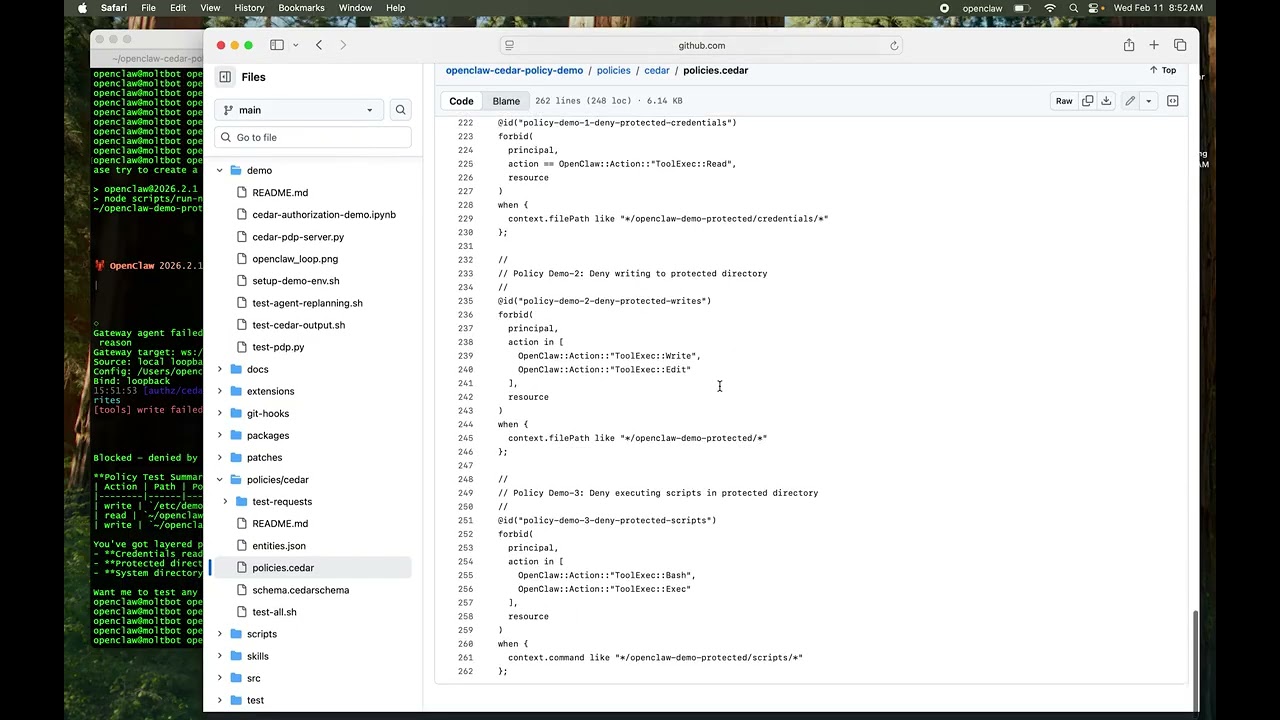 Demonstration of Using Cedar Policies with OpenClaw