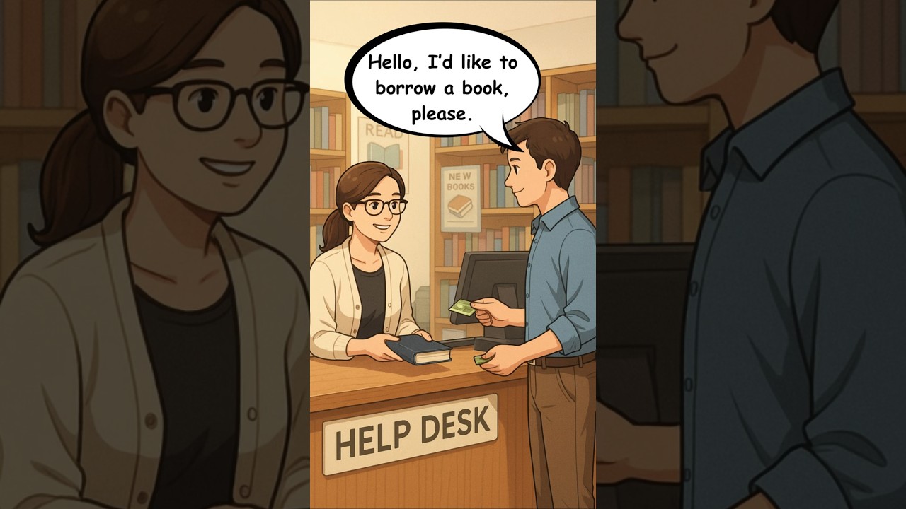 📚 Asking to Borrow a Book at the Library – Everyday English Conversation