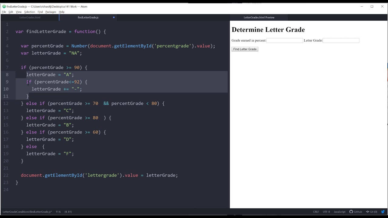 12i. JavaScript Nested if statements