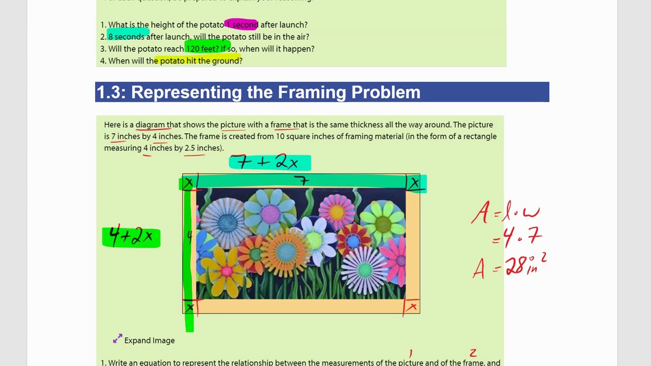 Algebra 1 Unit 7 Lesson 1: Finding Unknown Inputs