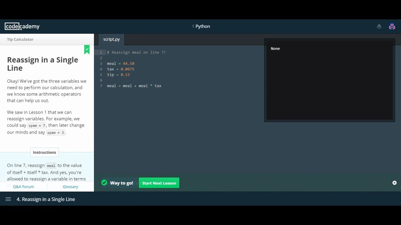 Tip Calculator / CodeCademy Python Answers
