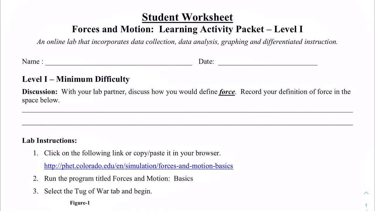 PhET Forces & Motion Instructions