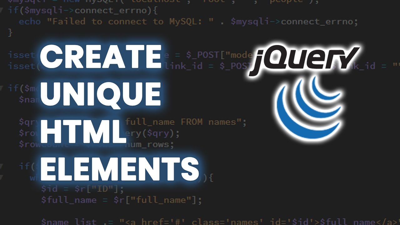 Create Unique HTML Elements using jQuery