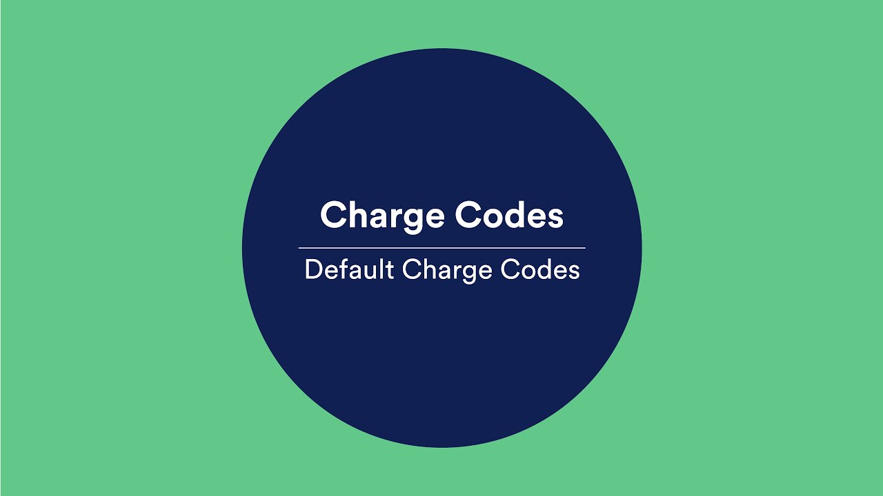 01 Charge Codes | Default Charge Codes