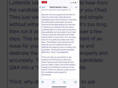 Email to LJWorld Newspaper