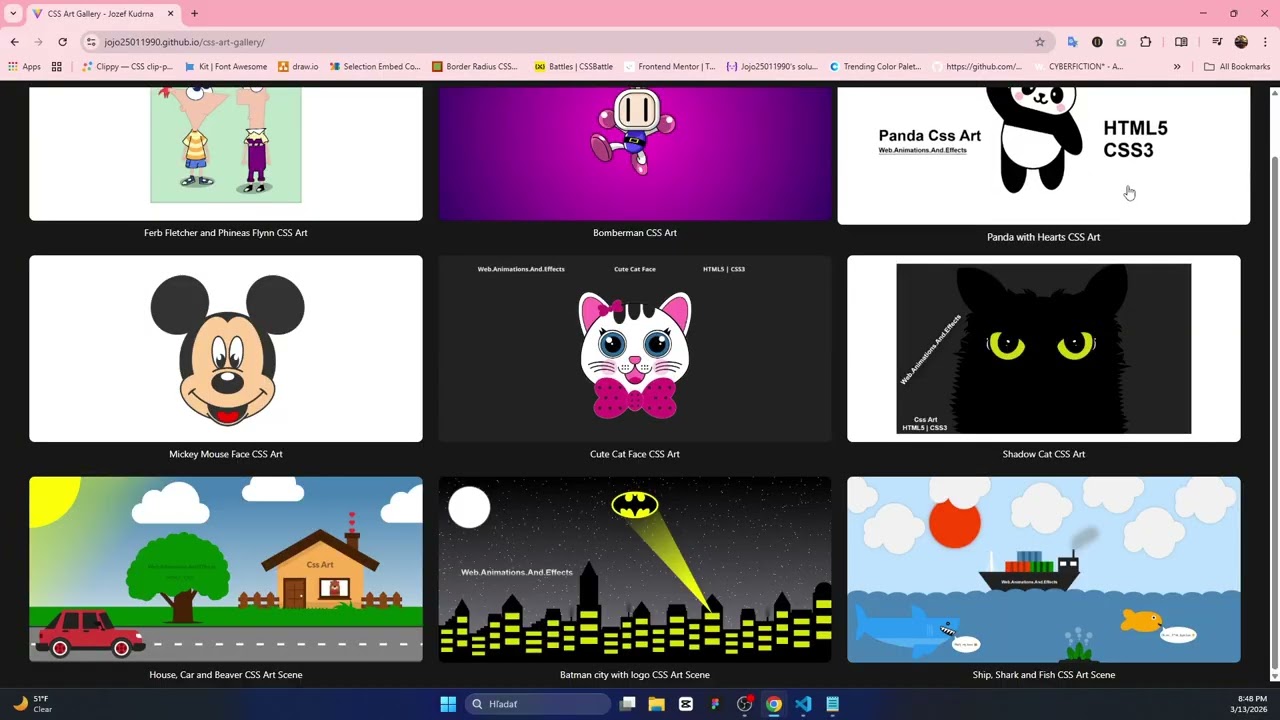 CSS Art Gallery - Vite, React, TailwindCSS