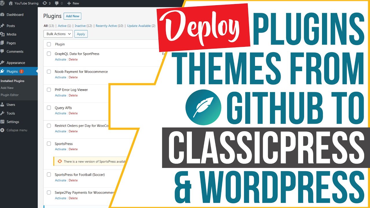 Deploy Plugin & Theme Updates from Github to ClassicPress & WordPress