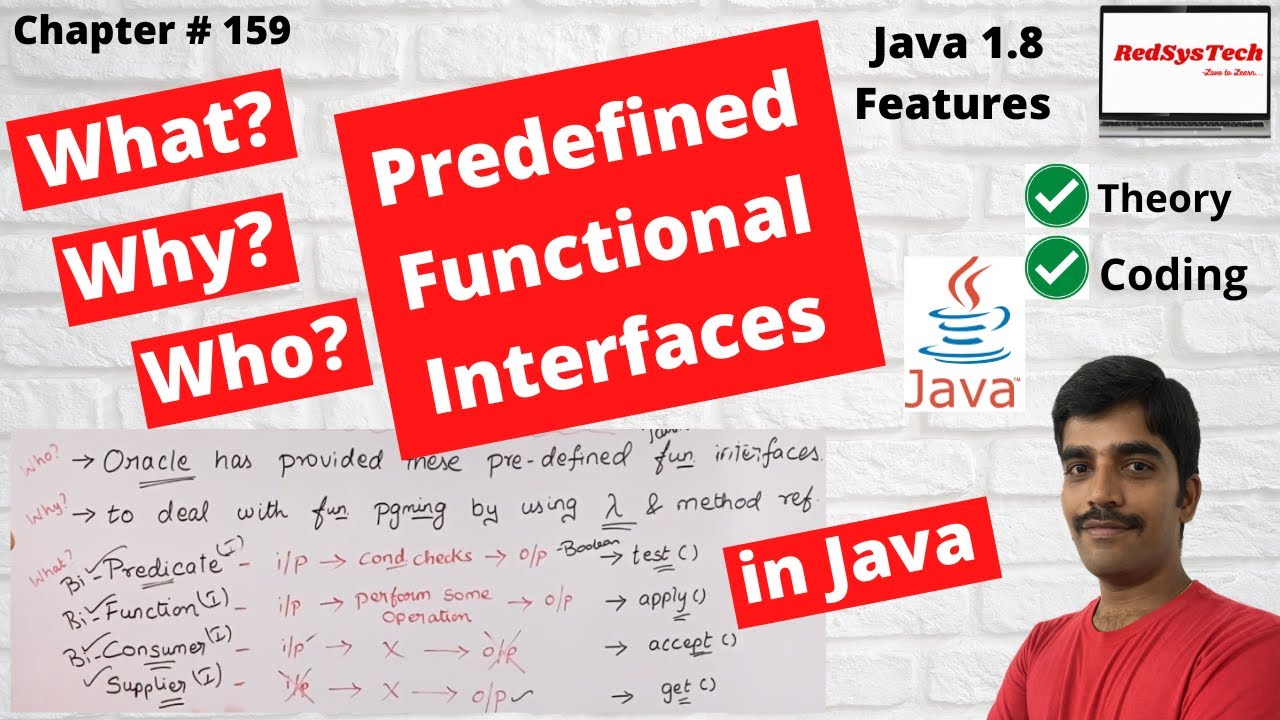 # 159 Predefined Functional Interfaces | Functional Interfaces in Java | java | java 8 | RedSysTech