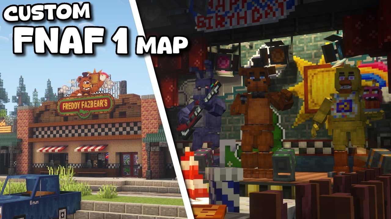 I built my OWN FNaF 1 in Minecraft using Mods || Nightshift at Freddy's Map Tour ||