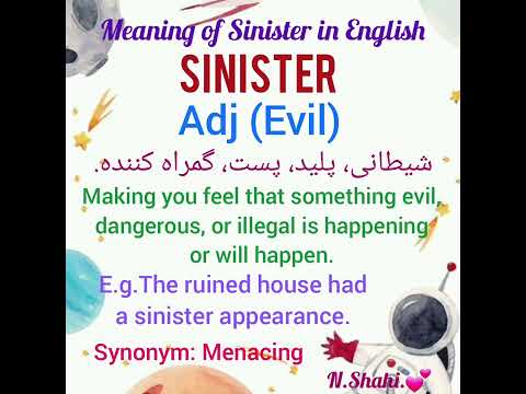 Meaning of Sinister in English 🔷 Sinister Adjective 😈
