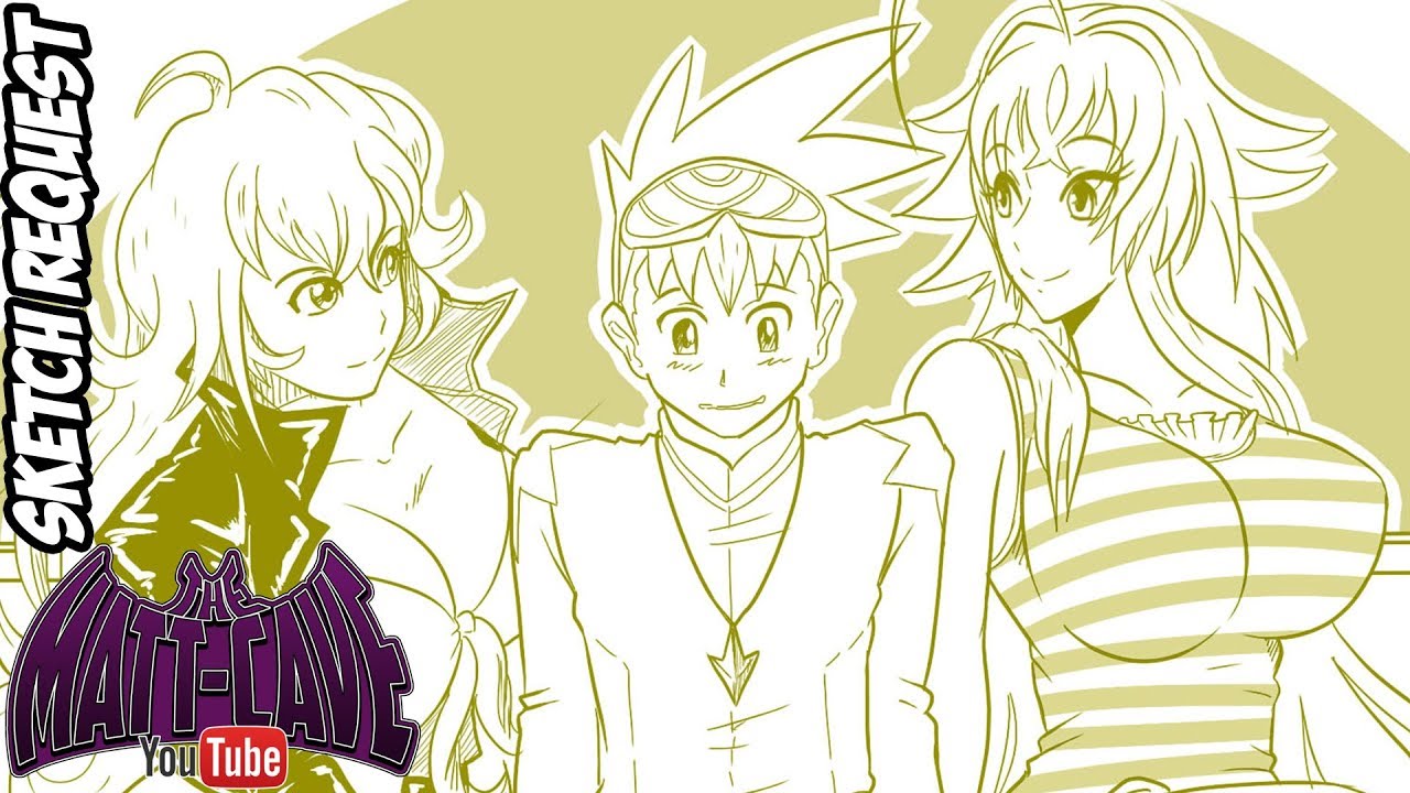 Sketch Request - Rias and Yang sitting with Geo