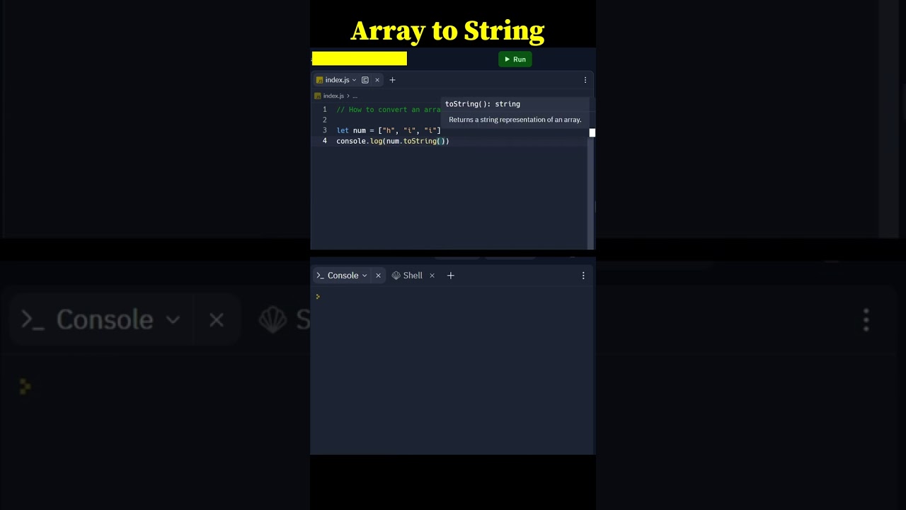 How to convert an Array to String😉#shorts #coding #CodingShiva