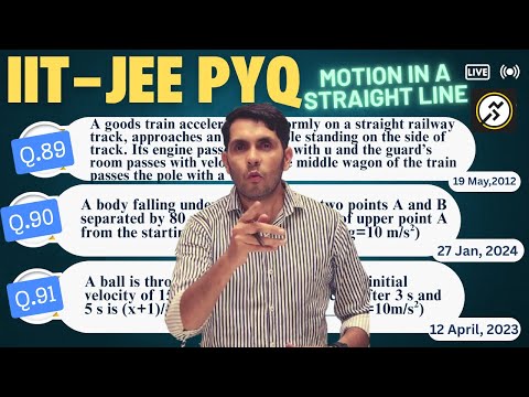 IIT JEE PYQs Q.89-91 Motion in a straight line JEE Mains JEE Advanced NEET CBSE Boards Tesla Classes