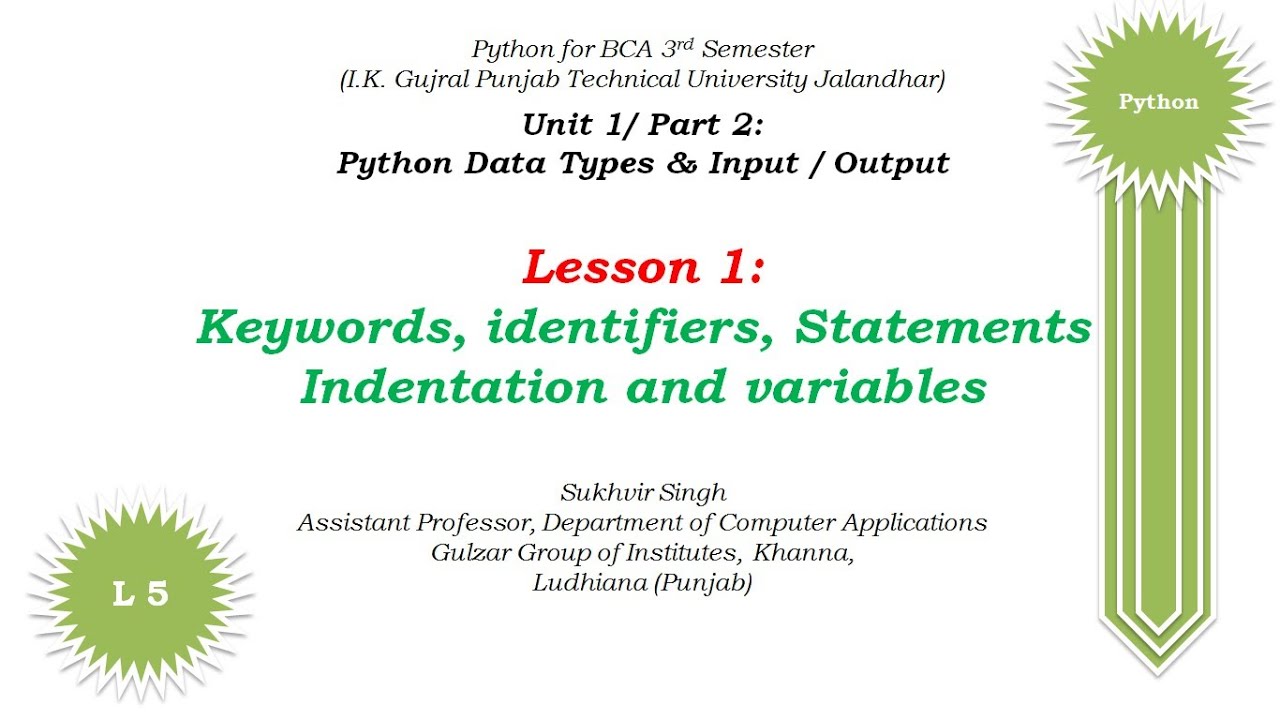 Python Theory Part 5: Keywords, Identifiers, Python Statement, Indentation, Documentation, Variables