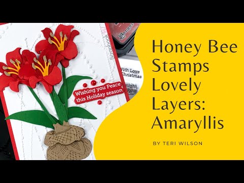Honey Bee Stamps | Colorful Holiday Amaryllis Card | Card Making Tutorial
