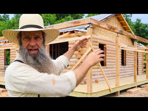 Hey Mom The STRANGEST PORCH you have EVER SEEN! LOG HOME build day 42