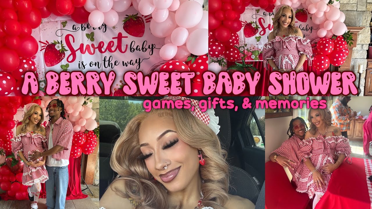 OUR BERRY SWEET BABY SHOWER VLOG 🍓 | games, gifts, & NAME REVEAL 👀 | episode 2. Houston