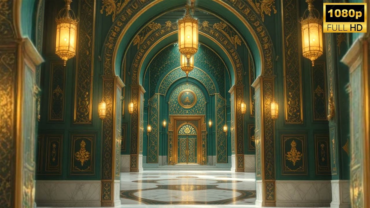 Royal Palace Corridor Walkthrough | Majestic Islamic Architecture HD | Relaxing Ambient Video