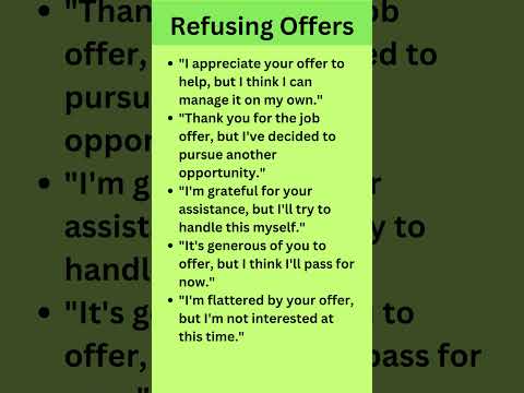 Refusing offers in English | How to refuse an offer