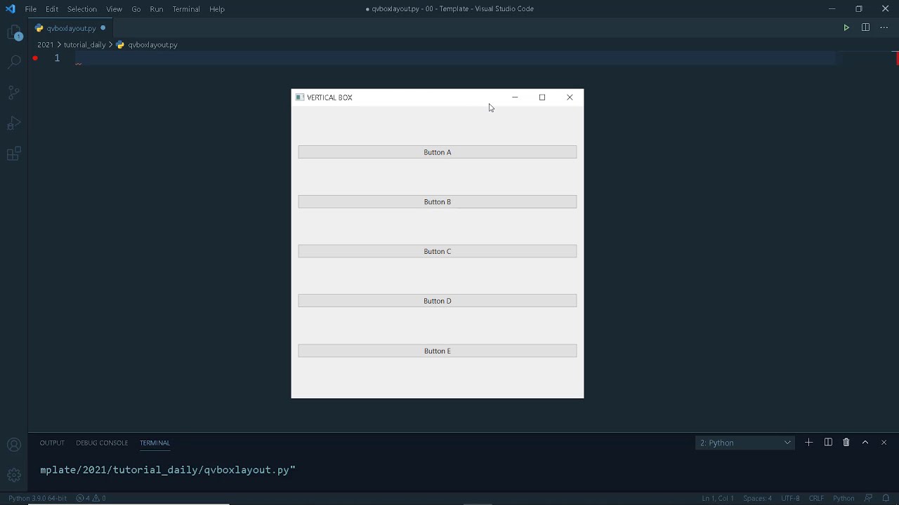 Python PyQt6 Tutorial (in 5 Minutes) - 02 - Create Vertical Box Layout