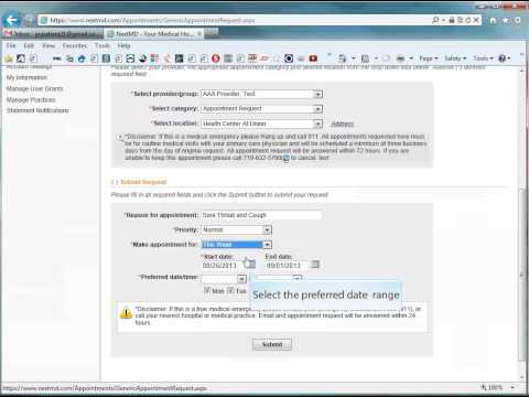 NextGen Patient Portal Appointment and Health Records Request