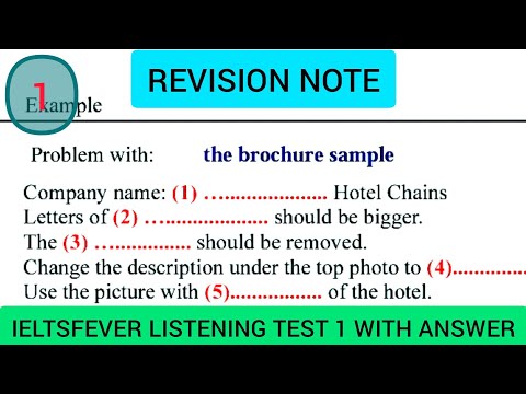 Ielts fever listening test 1 | Revision note | the brochure sample