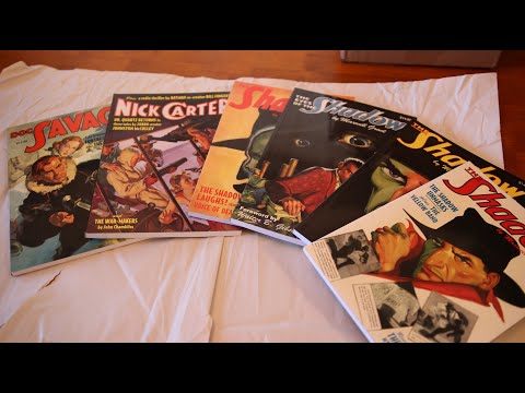 Unboxing pulp fiction re-prints: The Shadow, Doc Savage, Nick Carter | from Adventure House