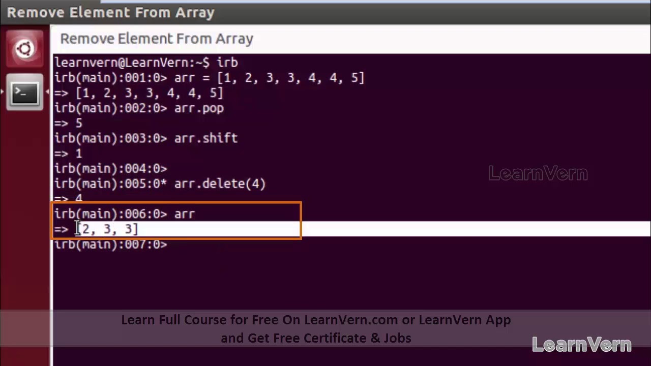 Remove Eliment From Array in Ruby