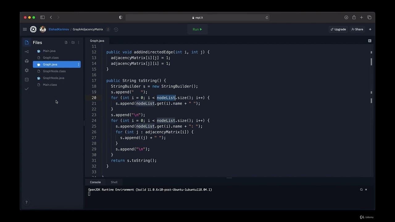 006 Graph in Java using Adjacency Matrix