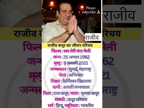Actor Rajeev Kapoor ka jivan parichay #biography #bollywood #rajeevkapoor #shortvideo