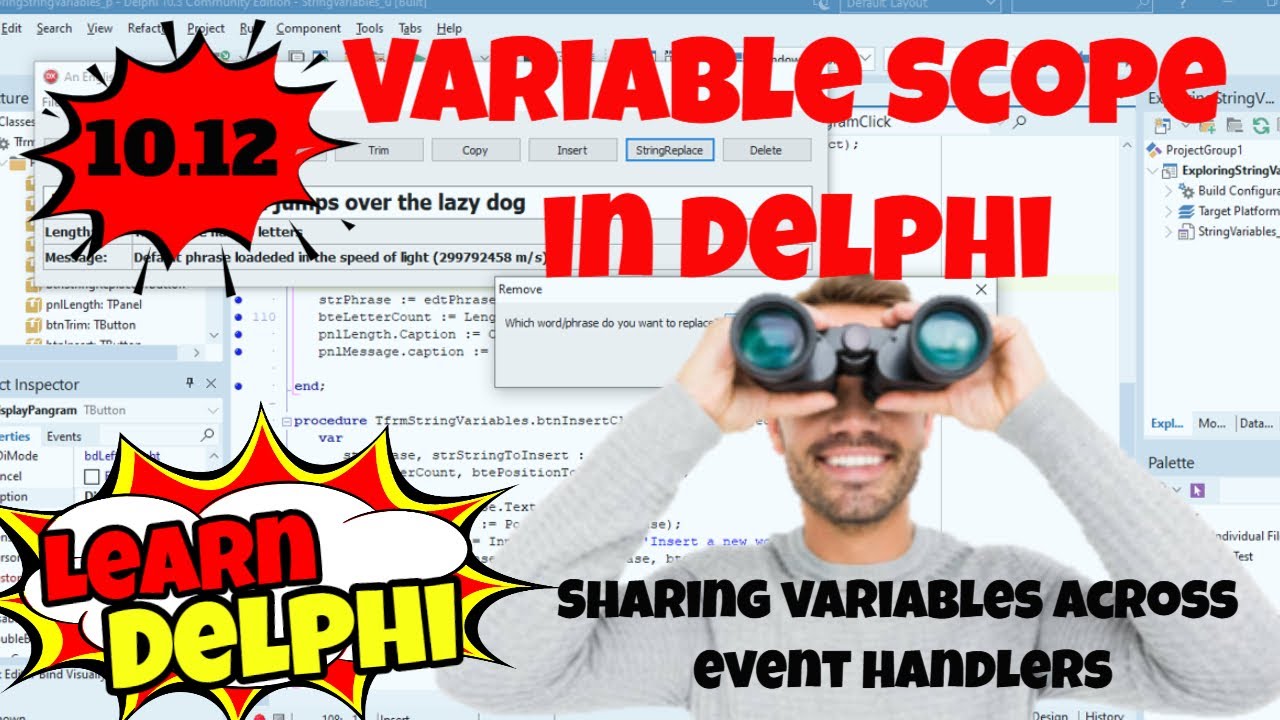 Delphi Programming Tutorial | Module 10.12 | Variable Scope | Sharing Variables Between Procedures